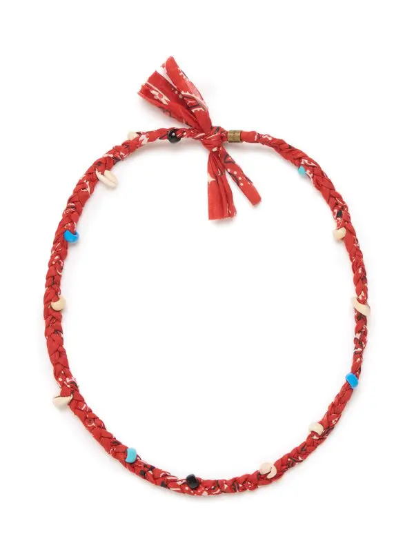 Alanui Bandana & Cowrie Shell Neckla Red Multic
