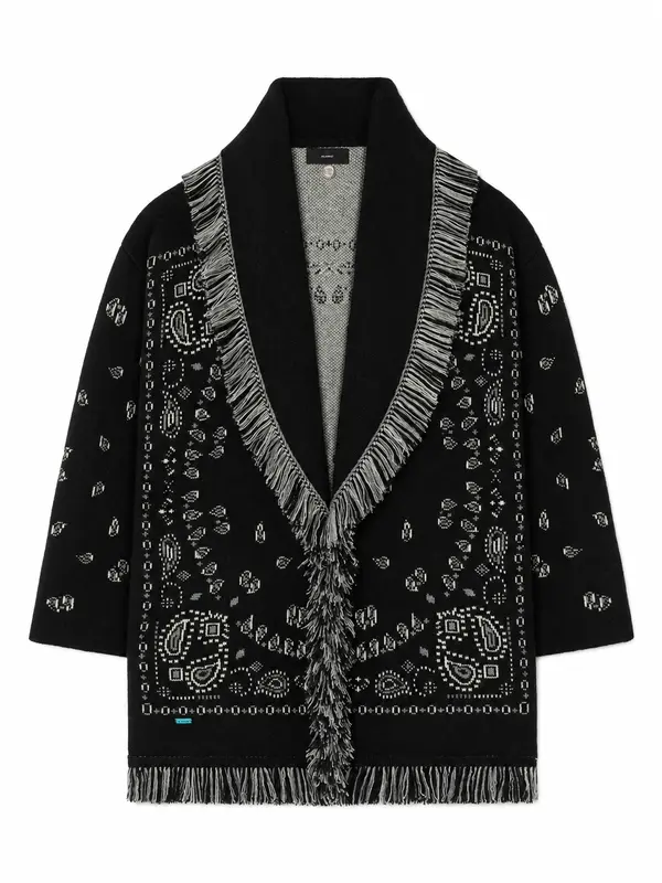 Alanui Bandana Jacquard Cardigan - Black/multicol