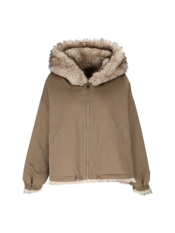 BULLY Woman Fabric & Fake Fur Jacket