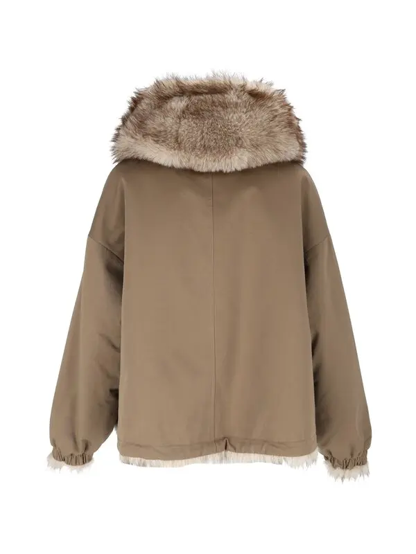 BULLY Woman Fabric & Fake Fur Jacket