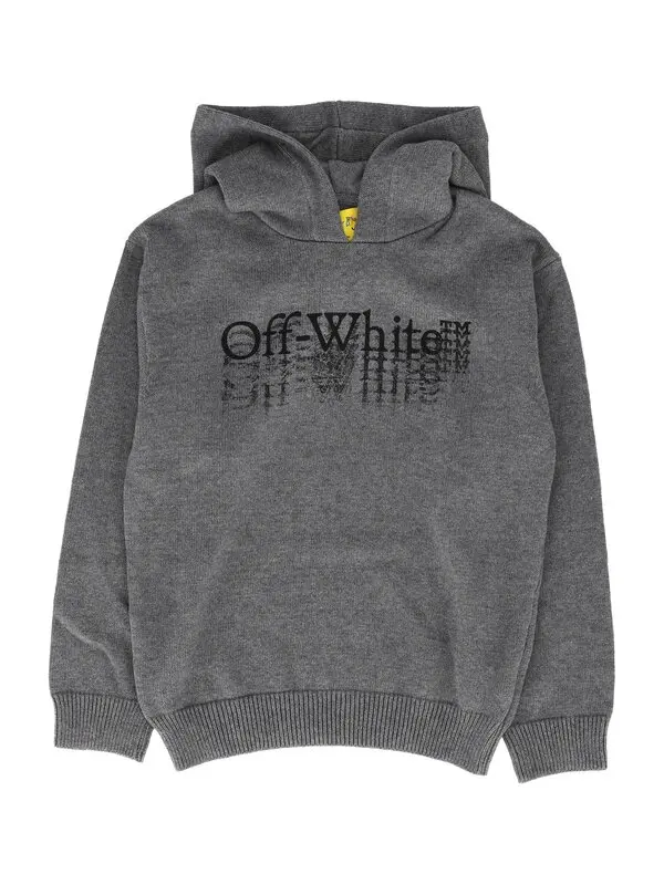 Off-White Big Bookish Stamp Knit Hoodie - Grey
