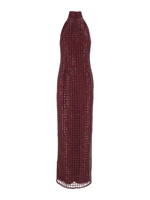 ROTATE BY BIRGER CHRISTENSEN Beaded Maxi Dress Zinfandel