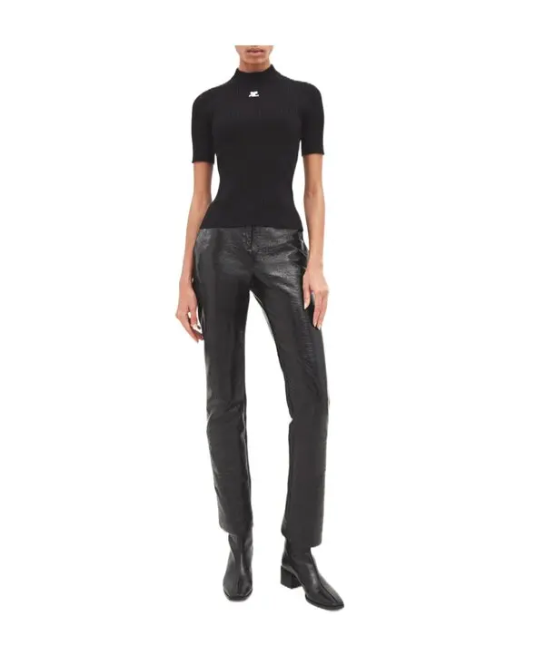COURREGES Ribbed Roll-neck T-shirt