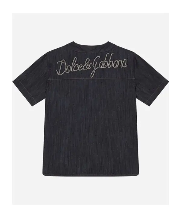 Dolce & Gabbana Logo-embroidered Denim Shirt