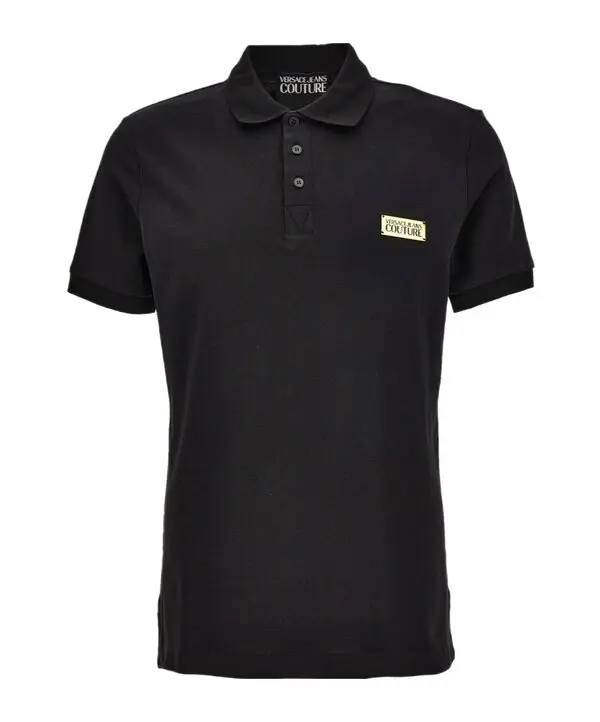 Versace Logo Plaque Short-sleeved Polo Shirt