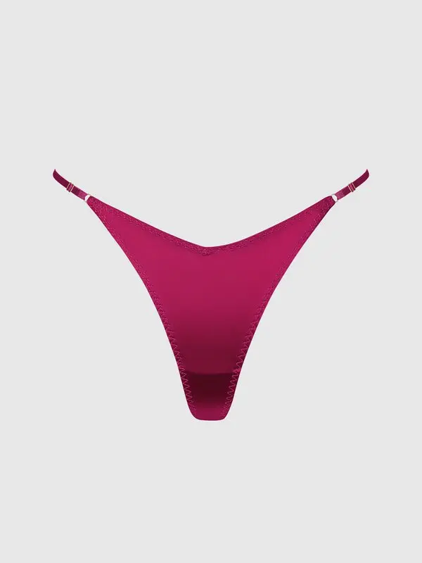 Frederick's Of Hollywood Rising Star Liquid Satin Thong - Raspberry
