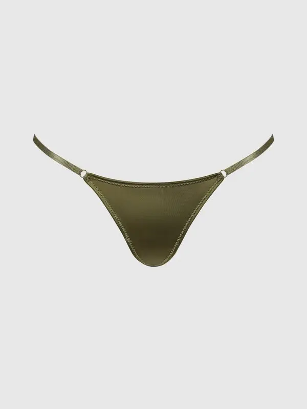 Frederick's Of Hollywood Rising Star Liquid Satin Mini G-string - Olive