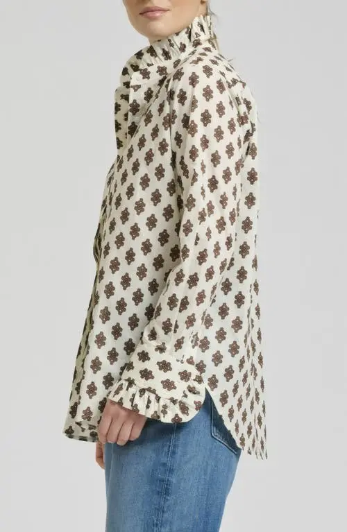 SHIRTY Ruffle Collar Cotton Shirt - Ivory