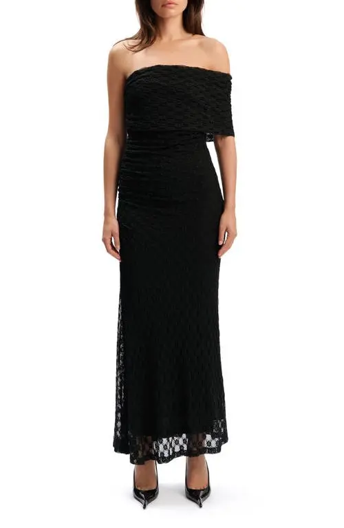 Bardot Calia Lace Velour Off The Shoulder Maxi Dress