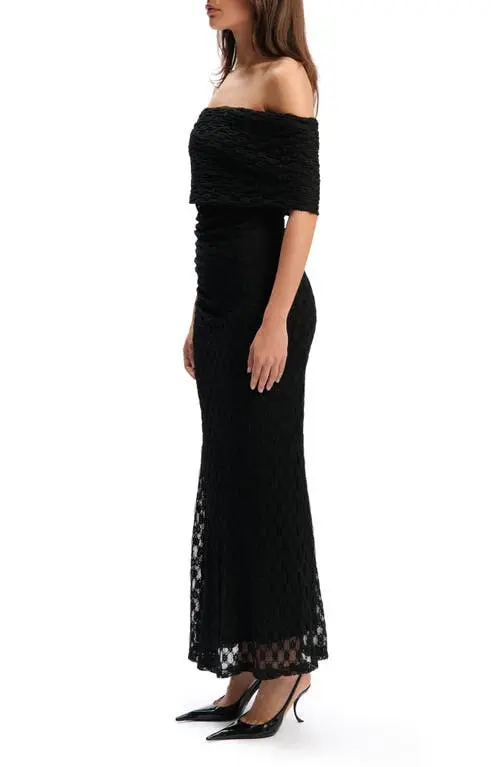 Bardot Calia Lace Velour Off The Shoulder Maxi Dress