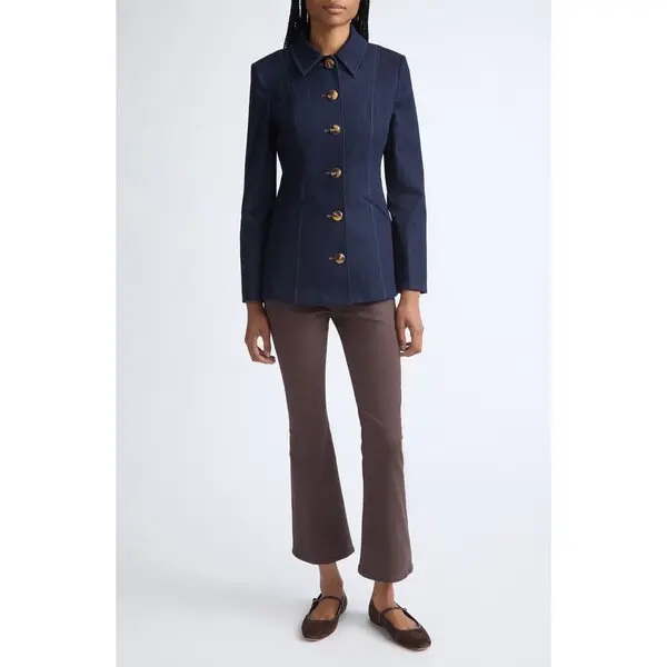 Veronica Beard Carson High Waist Coated Ankle Flare Jeans - Espresso