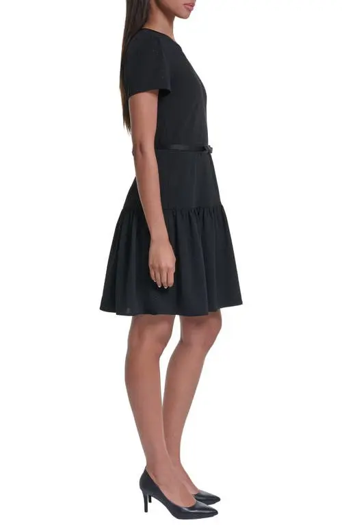 Karl Lagerfeld Paris Heatset Ruffle Hem Crepe Dress