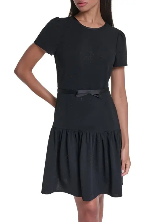 Karl Lagerfeld Paris Heatset Ruffle Hem Crepe Dress