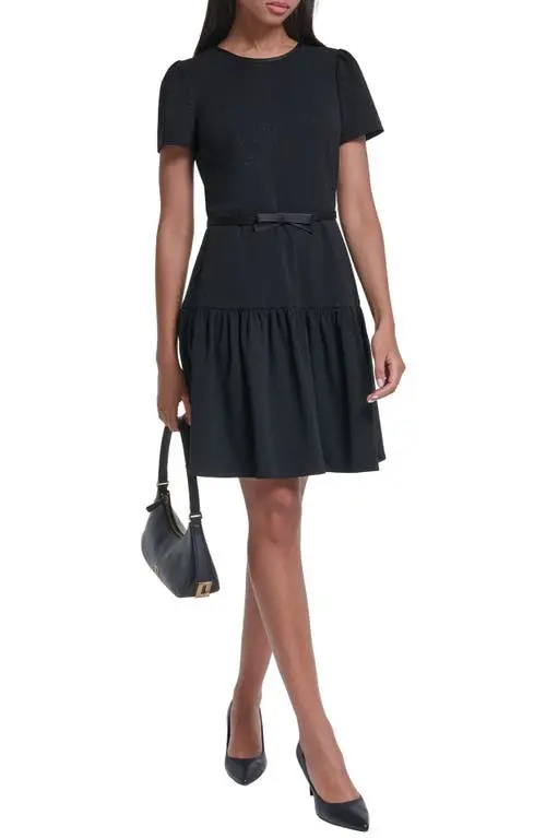 Karl Lagerfeld Paris Heatset Ruffle Hem Crepe Dress