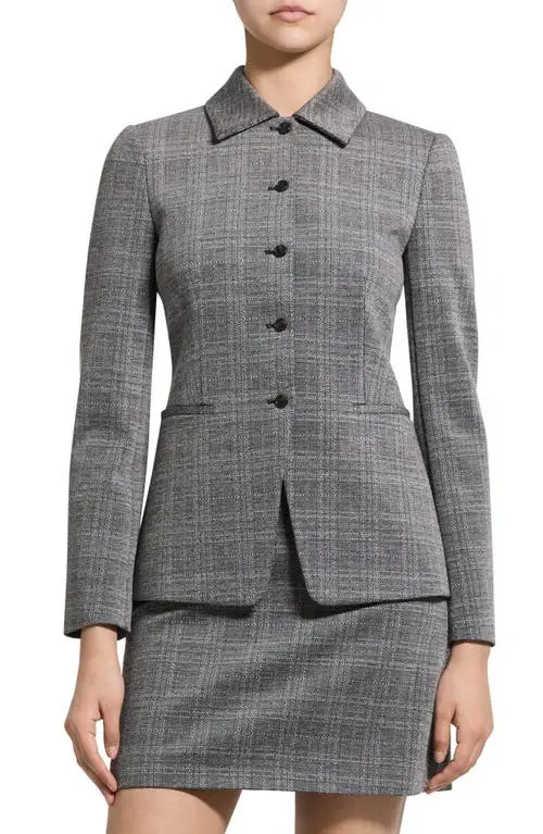 Theory Cutaway Glen Plaid Blazer