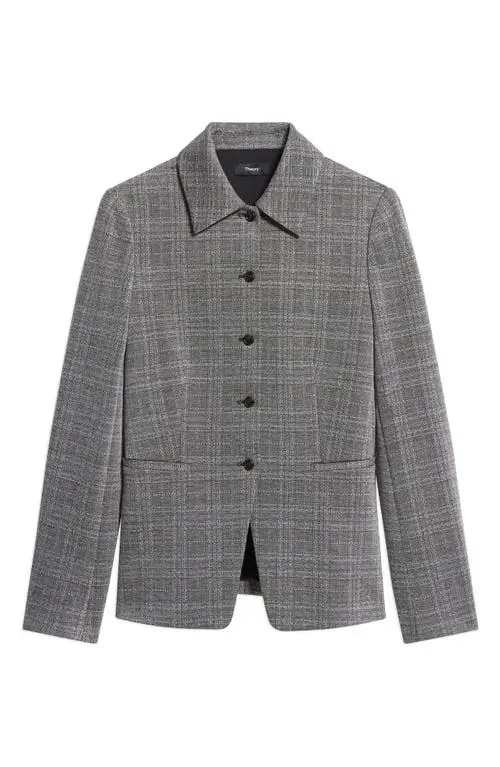 Theory Cutaway Glen Plaid Blazer
