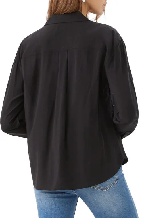 Karen Kane Gemstone Embellished Rayon Shirt