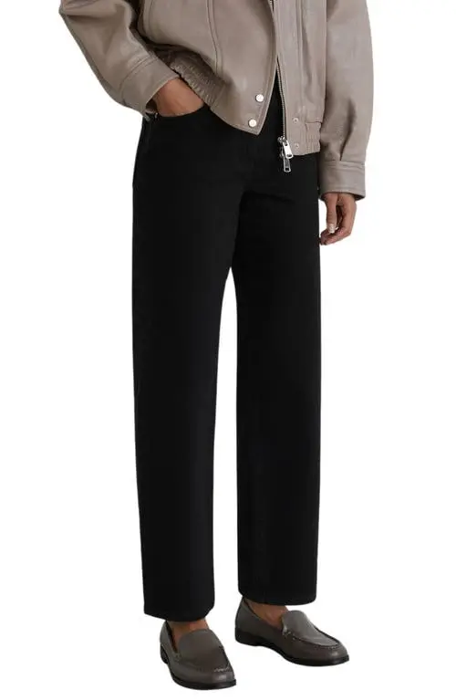REISS Selin High Waist Wide Leg Jeans - Black