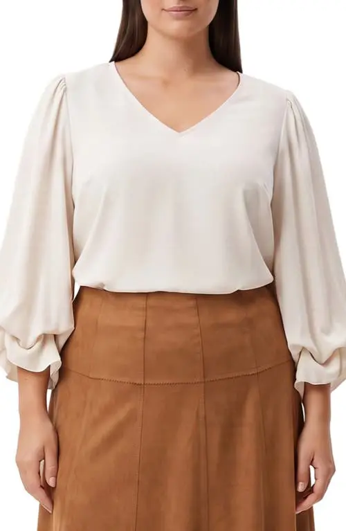 Karen Kane Layered Sleeve Asymmetric Top - Ecru
