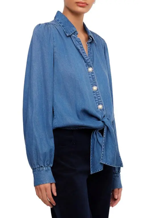 Karen Kane Tie Front Denim Top