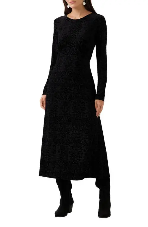 Karen Kane Velvet Burnout Midi Dress - Black