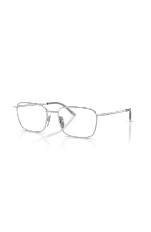 Prada 53mm Rectangle Optical Glasses - Silver