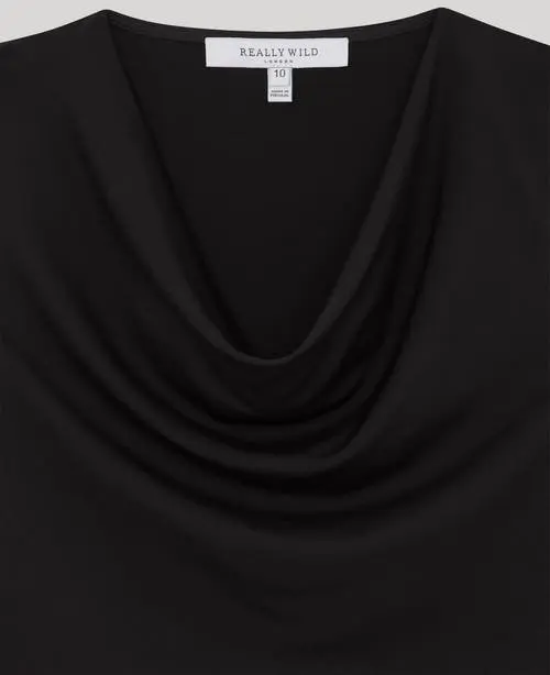 REALLY WILD CLOTHING Eton Cowl Neck Blouse - Black