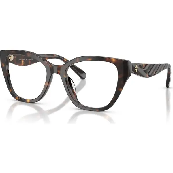 Tory Burch 53mm Irregular Optical Glasses - Tortoise