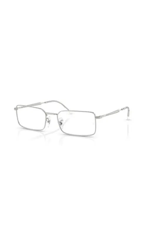 Ray-ban 54mm Rectangle Optical Glasses - Silver