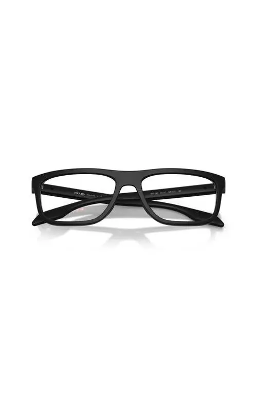 Prada 55mm Rectangle Optical Glasses - Black