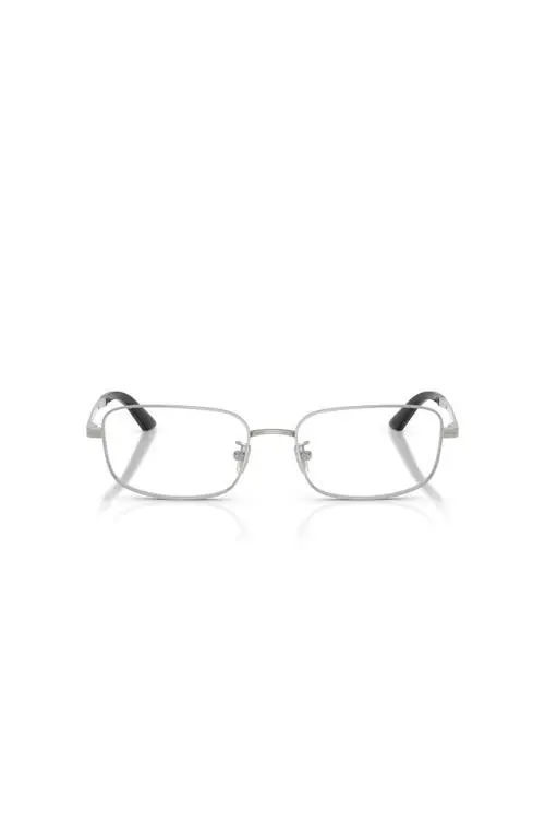 Versace 54mm Rectangle Optical Glasses - Silver