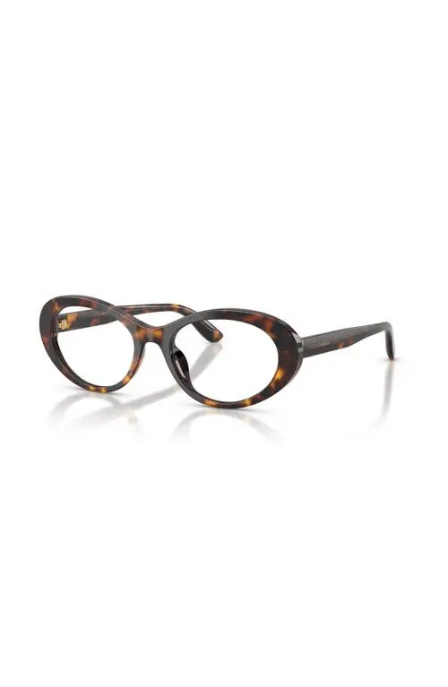 Dolce & Gabbana 53mm Oval Optical Glasses - Tortoise