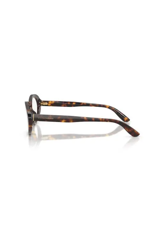 Dolce & Gabbana 53mm Oval Optical Glasses - Tortoise