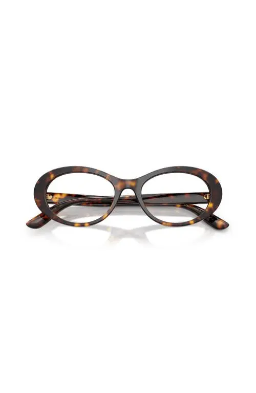 Dolce & Gabbana 53mm Oval Optical Glasses - Tortoise