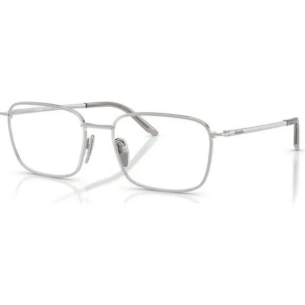 Prada 55mm Rectangle Optical Glasses - Silver