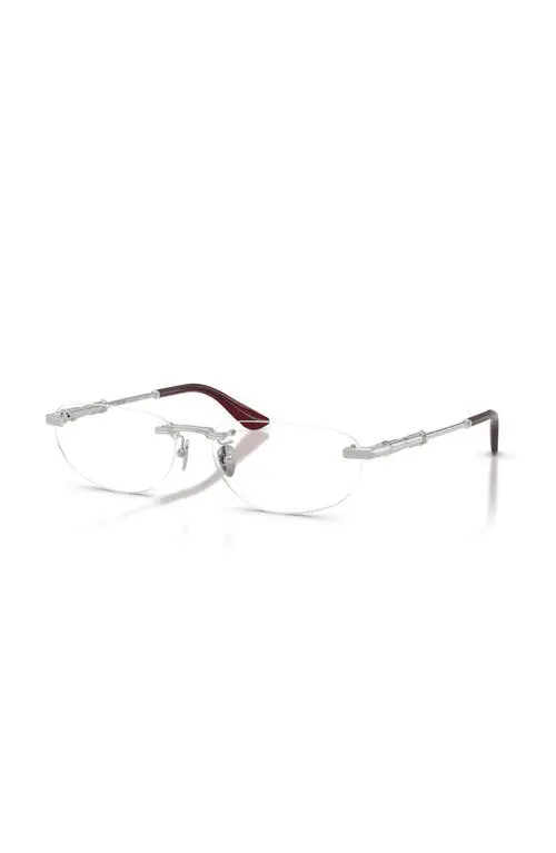 FERRARI 59mm Rectangle Optical Glasses - Silver