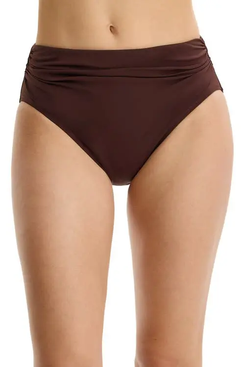 GOTTEX Dream Weaver Shirred High Waist Swim Bottom - Brown