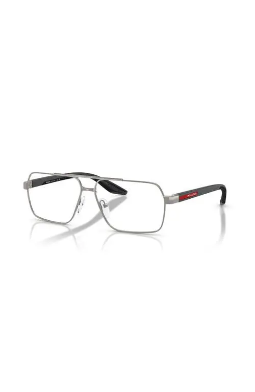 Prada 57mm Rectangle Optical Glasses - Grey