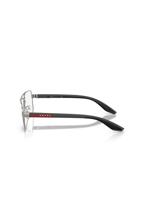 Prada 57mm Rectangle Optical Glasses - Grey
