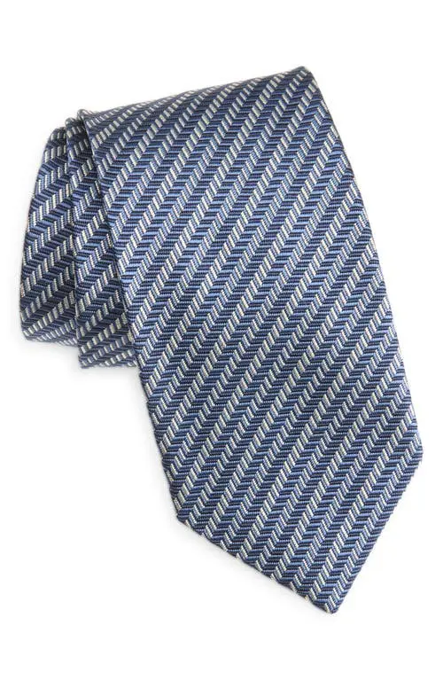 David Donahue Stripe Jacquard Silk & Cotton Tie