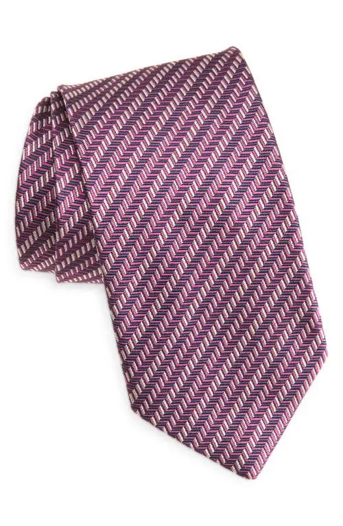 David Donahue Stripe Jacquard Silk & Cotton Tie