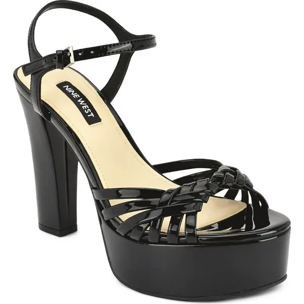 Nine West Nayya Faux Leather Platform Sandal - Black