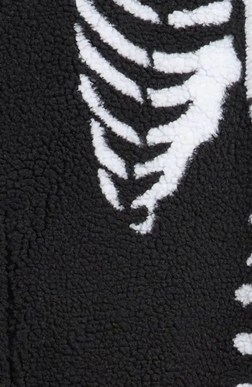 MARKET Skeletal Print High Pile Fleece Quarter Zip Pullover