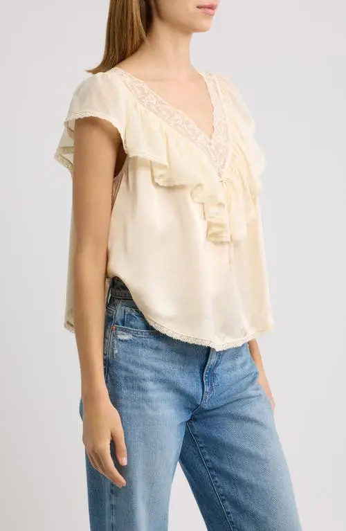 DÔEN Yadira Silk Top With Lace Trim