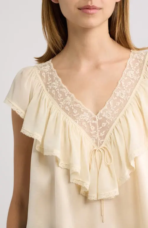 DÔEN Yadira Silk Top With Lace Trim