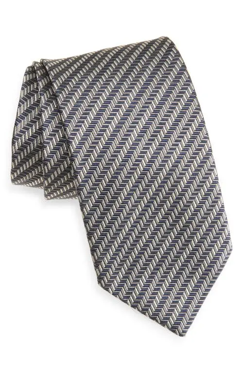 David Donahue Stripe Jacquard Silk & Cotton Tie