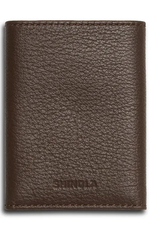 Shinola Canfield Rfid Trifold Pebbled Leather Wallet - Brown