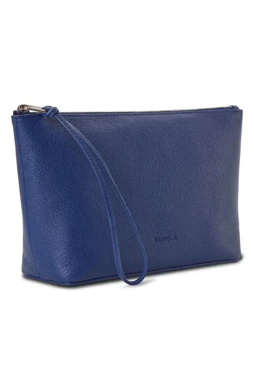 Shinola Small Zip Pebbled Leather Cosmetic Case - Blue
