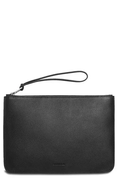 Shinola Wristlet Leather Zip Pouch - Black