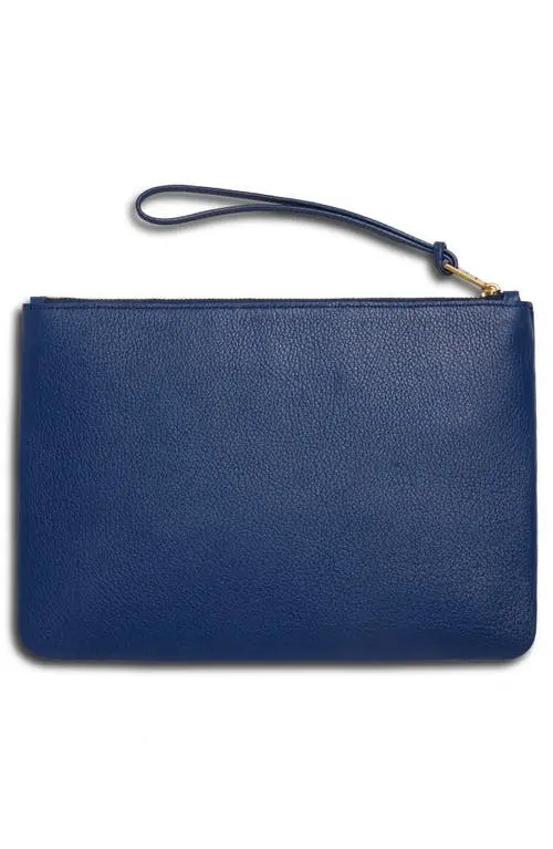 Shinola Wristlet Leather Zip Pouch - Blue